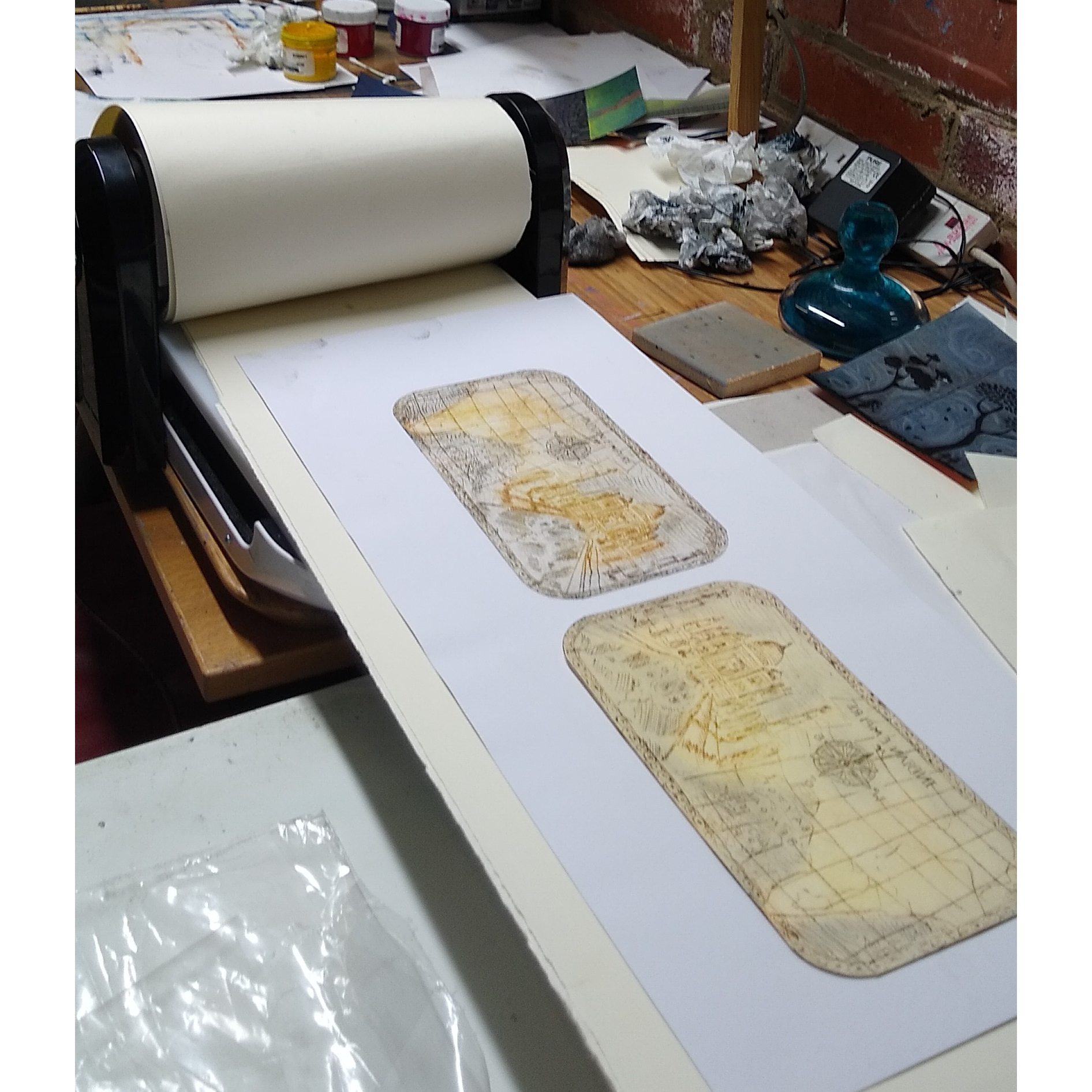 Collagraph using recycled Takeaway lids – Artist and Print-maker
